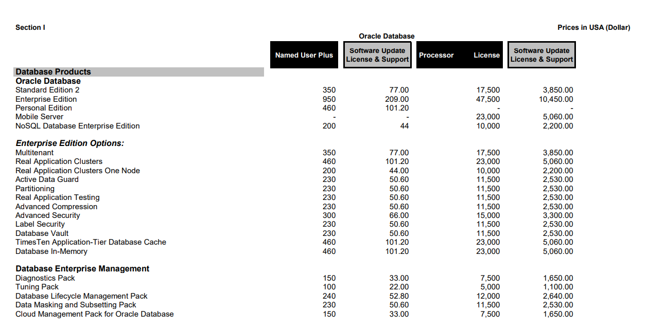 Understanding Oracle Technology Price List - Rythium Technologies